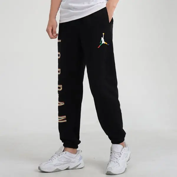 JORDAN Colorful Flying Logo Printing Sports Long Pants - Black