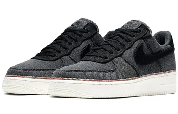 Nike Force 1 Low Premium Denim Sneakers - Black