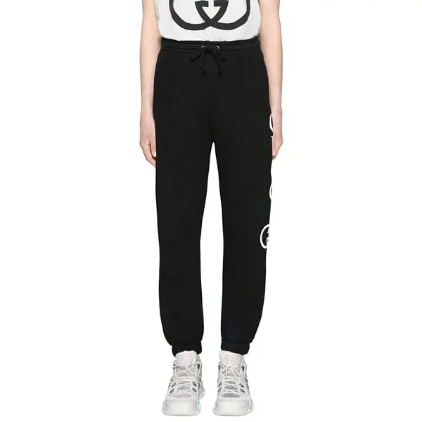 Gucci Logo Printing Casual Sports Pants Black