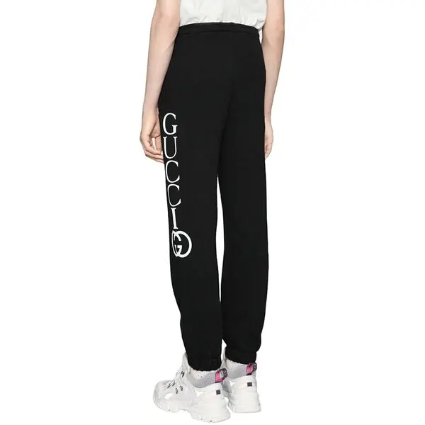 Gucci Logo Printing Casual Sports Pants Black