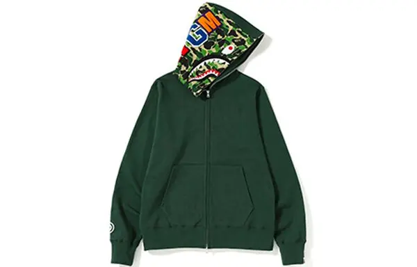 A BATHING APE Shark Camo Full Zip Hoodie - Tan