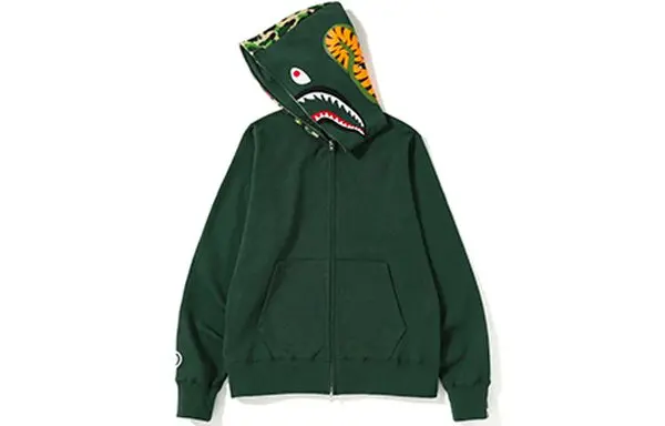 A BATHING APE Shark Camo Full Zip Hoodie - Tan