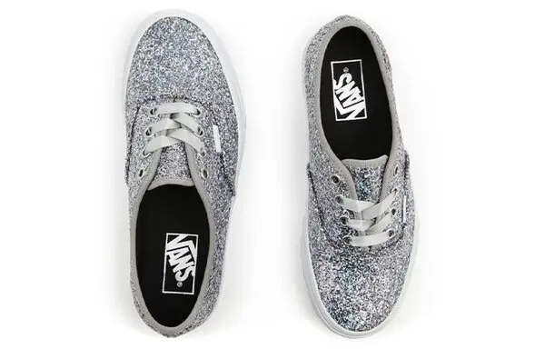 VANS Authentic Glittered Low Top Sneakers - Silver/white