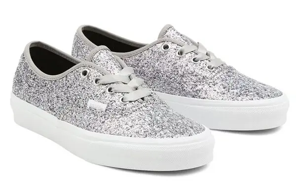 VANS Authentic Glittered Low Top Sneakers - Silver/white