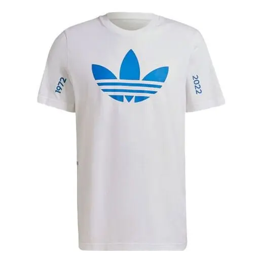 Adidas Originals Trefoil C Tee1 Printing Round Neck Short Sleeve White - Multi-color