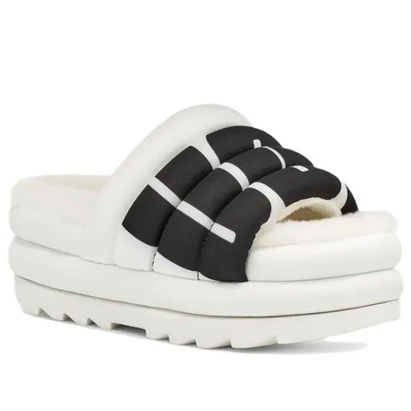 UGG Maxi Slide With Logo Detailing - White/black