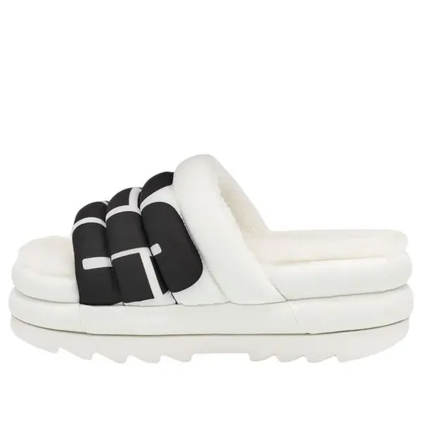 UGG Maxi Slide With Logo Detailing - White/black