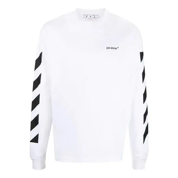 Off-White Fw22 Stripe Round Neck Long Sleeves White T-shirt - White/black