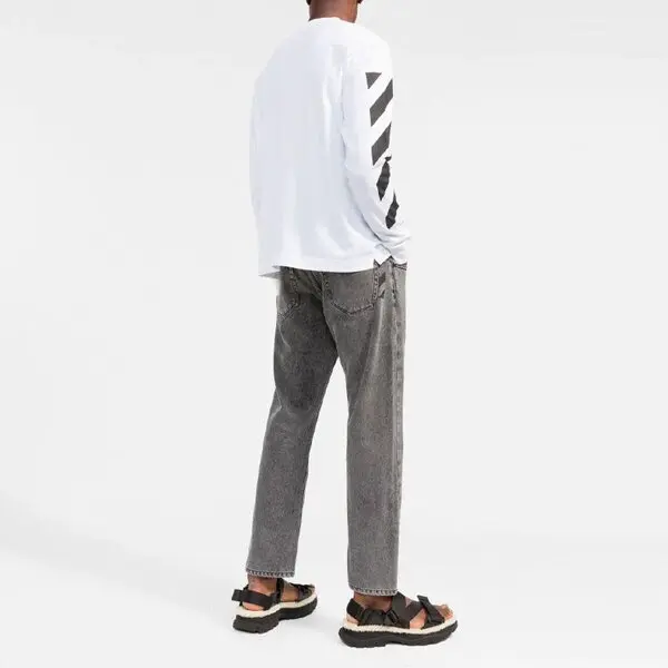 Off-White Fw22 Stripe Round Neck Long Sleeves White T-shirt - White/black