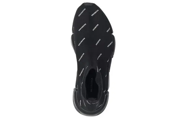 Balenciaga Speed 2.0 Knit Sneakers With Allover Logo - Black/white