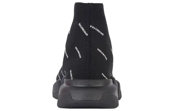 Balenciaga Speed 2.0 Knit Sneakers With Allover Logo - Black/white