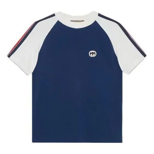 Gucci Cotton Jersey T-shirt With Patch 'blue White - Blue/white