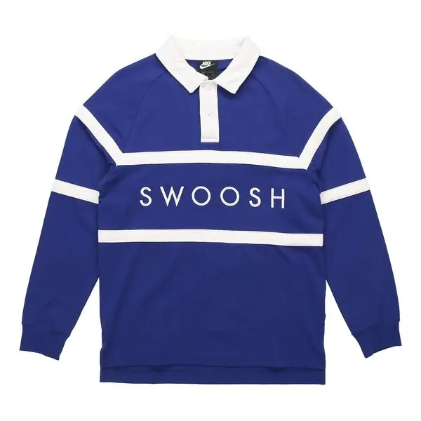 Nike As Sportswear Swoosh Rugby Polo - Blue