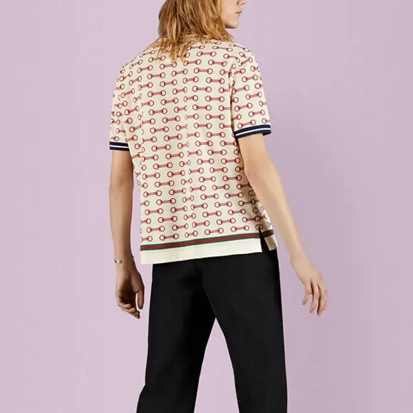 Gucci Horsebit Print Cotton Polo Shirt