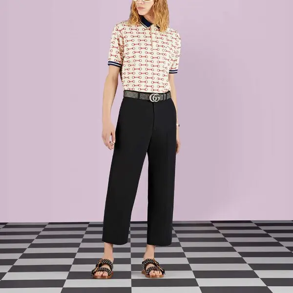 Gucci Horsebit Print Cotton Polo Shirt