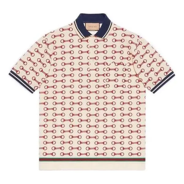 Gucci Horsebit Print Cotton Polo Shirt - White