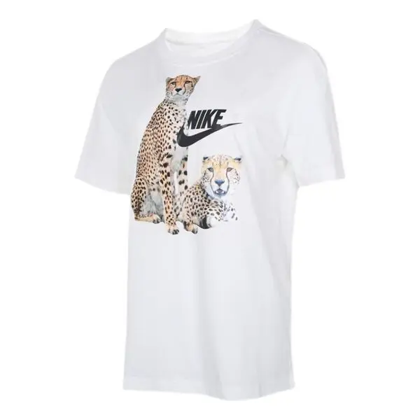 Nike Cheetah Duo" Graphic Print Short Sleeve T-shirt - White