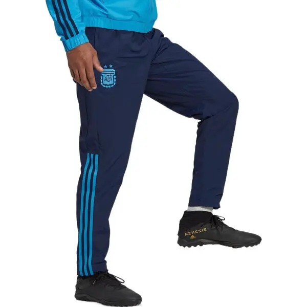 Adidas Logo Printing Design Elastic Waistband Straight Sports Pants/trousers/joggers Blue