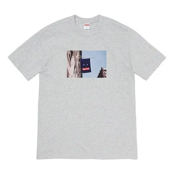 Supreme Fw19 Week 1 Banner Tee Short Sleeve Gray - Grey