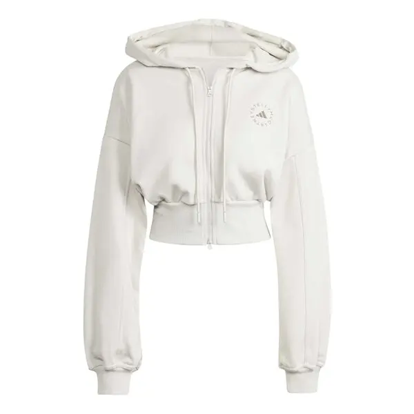 Adidas By Stella Mccartney Cropped Zip Hoodie Asia Sizing 'chalk Pearl - White