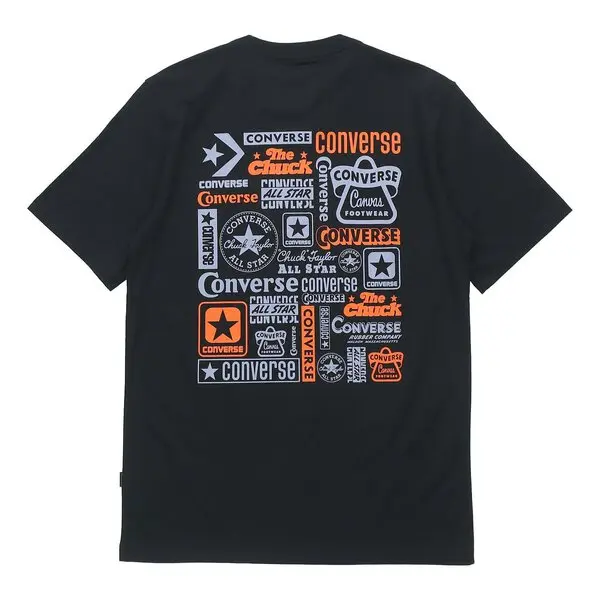 CONVERSE Short Sleeve T-shirt With Logo Print - Black