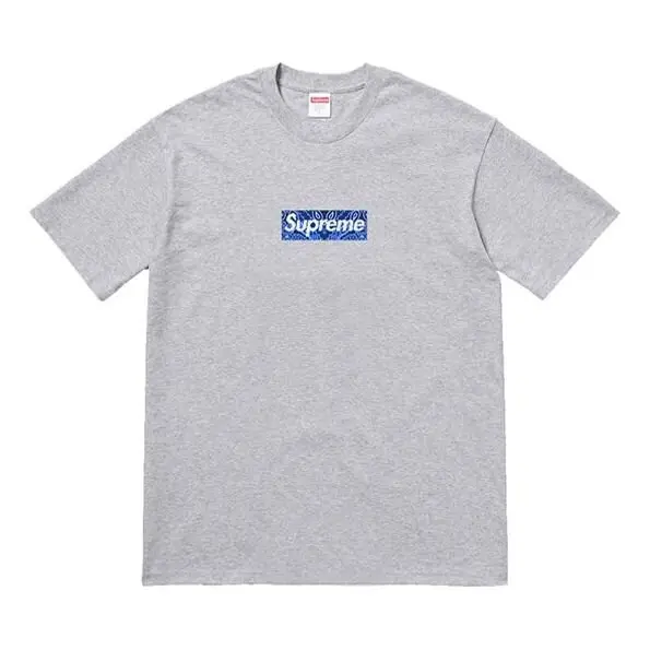 Supreme Fw19 Week 17 Bandana Box Logo Tee Cashew Short Sleeve Gray - Grey