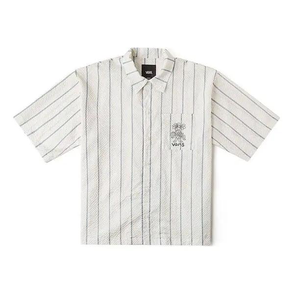 VANS Stripe Short-sleeved Shirts 'white Blue - White/blue