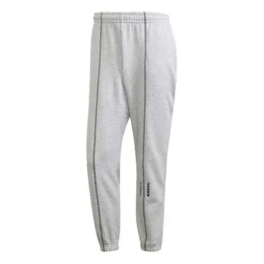 Adidas Originals Embroidered Logo Solid Color Bundle Feet Sports Pants/trousers/joggers Gray - Default Color