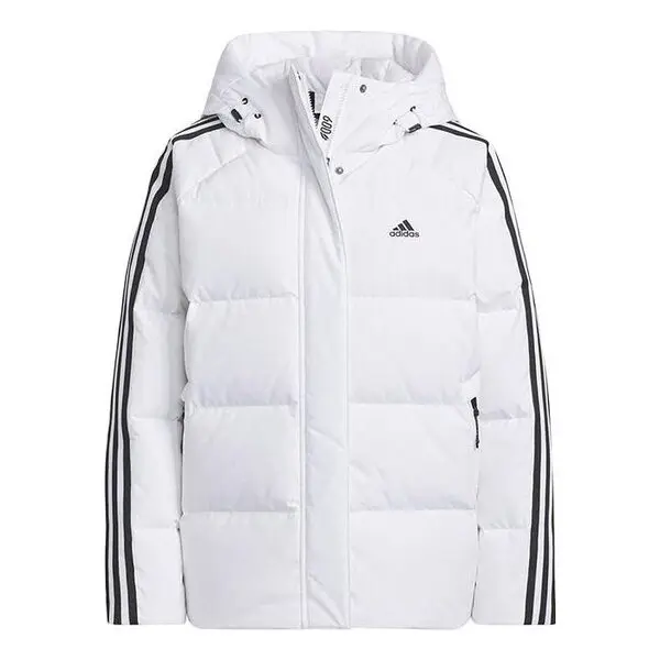 Adidas Puffer Down Jacket With Three Stripes - White