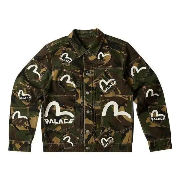 PALACE X Evisu Type One Denim Jacket Camouflage - Camo Green