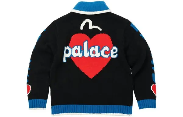 PALACE X Evisu Cowichan Knit Jacket - Black/blue/red