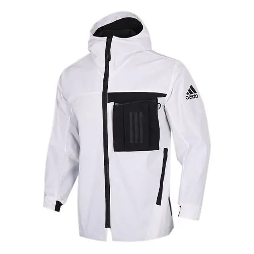 Adidas Zipper Cargo Woven Fleece Lined Jacket - White