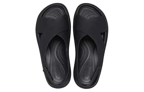 CROCS Brooklyn Luxe Cross Strap Platform Sandals - Black
