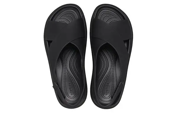 CROCS Brooklyn Luxe Cross Strap Platform Sandals - Black