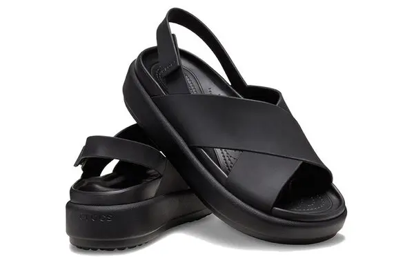 CROCS Brooklyn Luxe Cross Strap Platform Sandals - Black