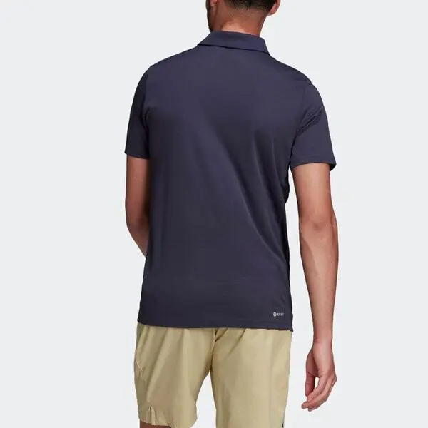 Adidas Logo Printing Solid Color Short Sleeve Polo Shirt Navy Blue - Multi-color
