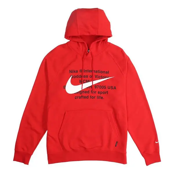Nike Swoosh Large Printing Pullover - Red