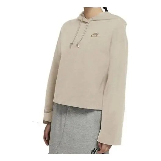 Nike Embroidered Logo Cropped Knit Hoodie - Yellow