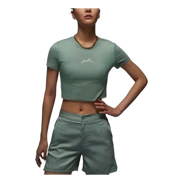 JORDAN Graphic Slim Fit Crop T-shirt - Light Green