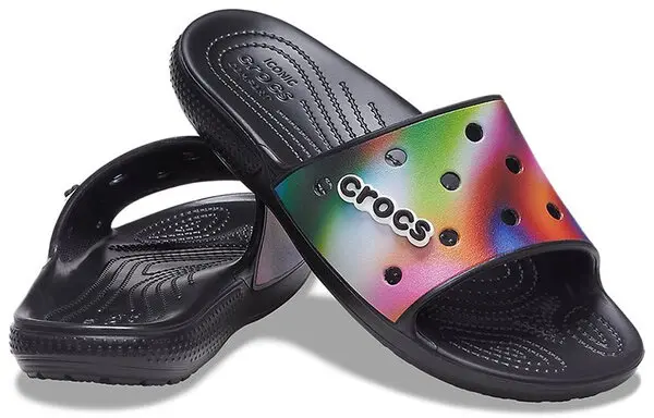 CROCS Multicolor Graphic Slides - Black