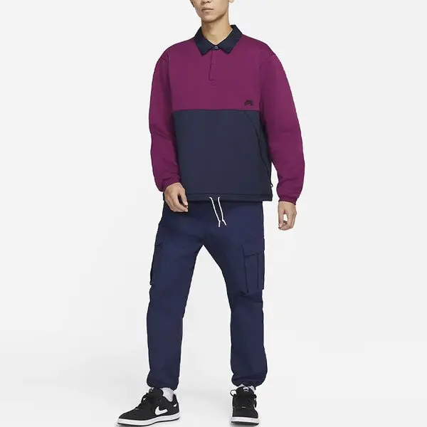 Nike Colorblock Fleece Polo Couple Style Purple