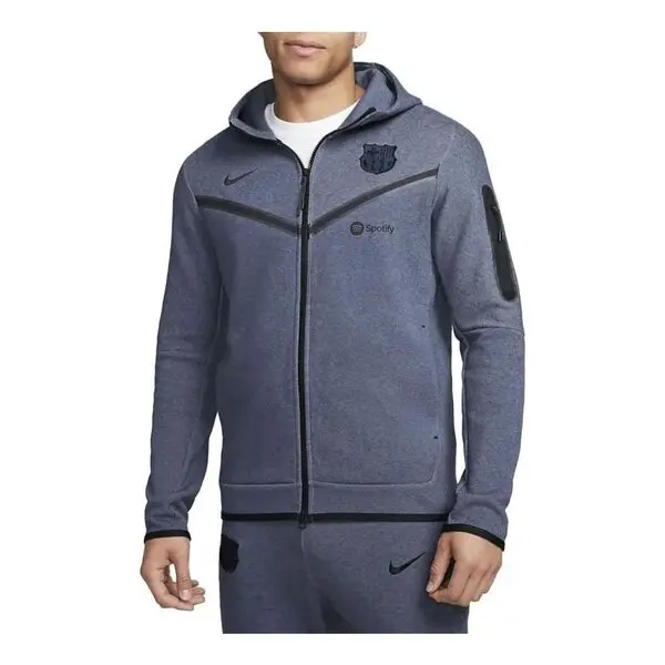 Nike F.c. Barcelona Tech Fleece Windrunner Jacket - Grey/blue