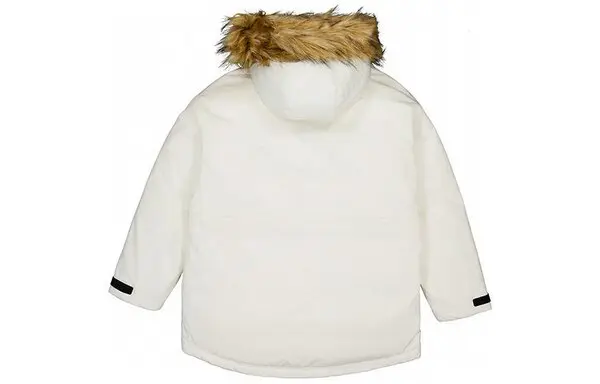 NEW BALANCE Warm Mid-down Jacket With Fur Trimmed Hood - White/brown