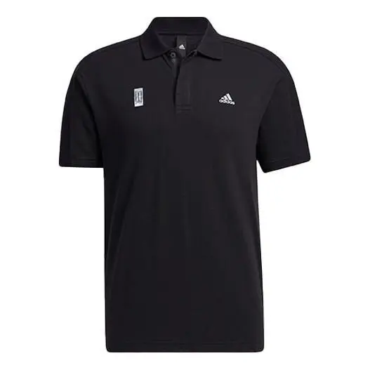 Adidas Series Logo Solid Color Short Sleeve Polo Shirt - Black