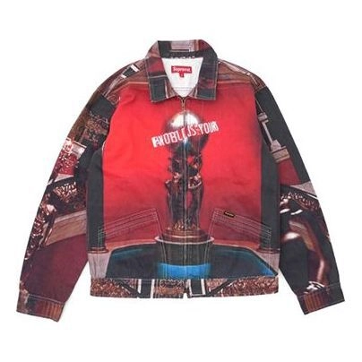 Supreme Fw17 X Scarface The World Is Yours Denim Jacket - Red/black
