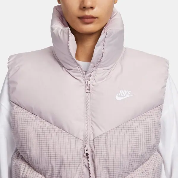 Nike Down Vest With Stand Collar And Zipper Closure
