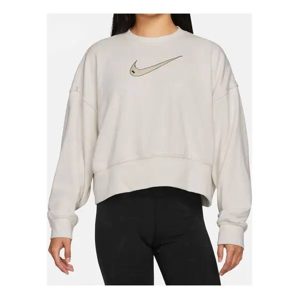 Nike Swoosh Logo Embroidered Pullover Hoodie - White