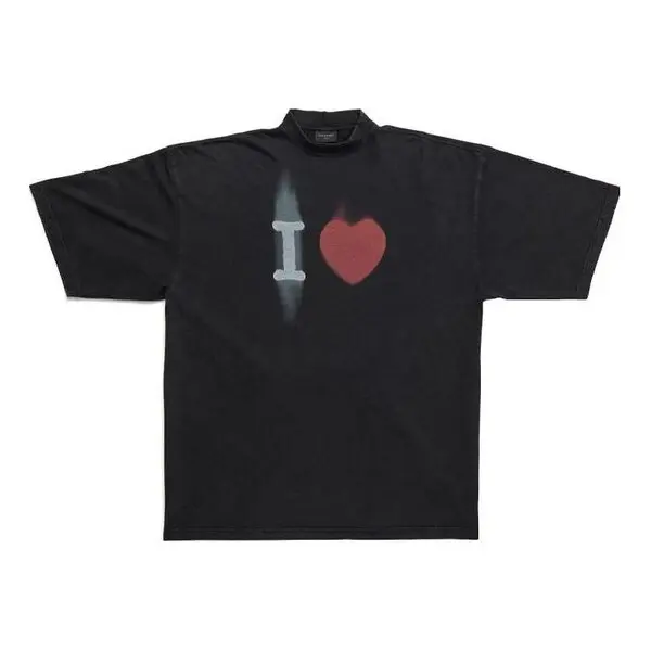 Balenciaga Large Fit 'i Love' T-shirt - Black