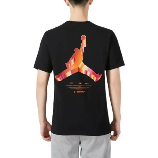 Nike Jordan Printing Logo Solid Color Round Neck Short Sleeve Black T-shirt