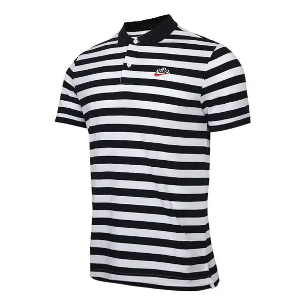 Nike Contrasting Colors Stripe Short Sleeve Polo Black Polo Shirt - Default Colorway